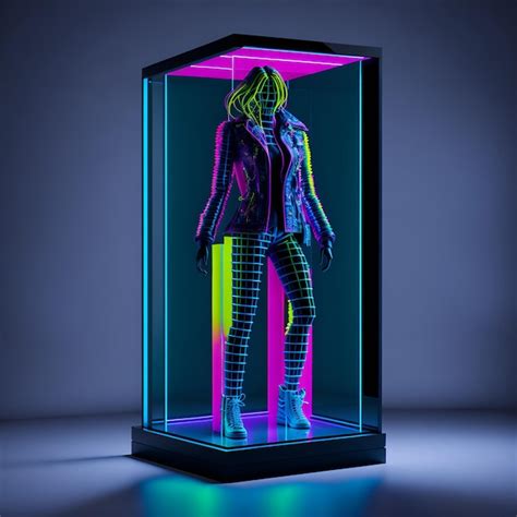 Premium Ai Image Photo Of Mannequin In A Vibrant Neonlit Display Case