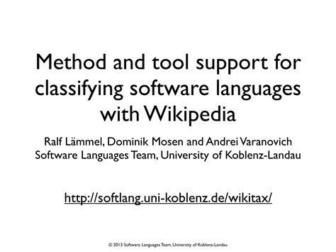 pdf method and tool support for classifying software languages