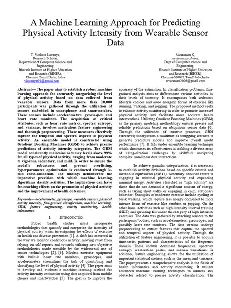 a machine learning approach for predicting physical activity intensity