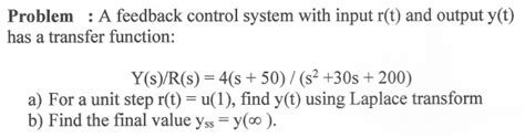 Solved Problem A Feedback Control System With Input R T Chegg