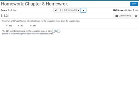 Solved Homework Chapter 8 Homewrok Save Score 0 Of 1 Pt 1