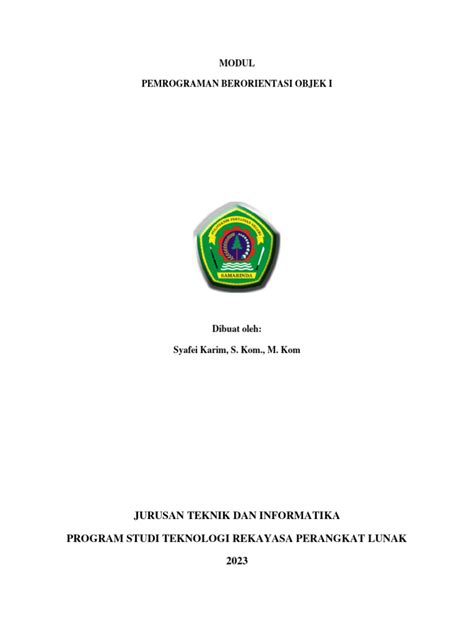 Modul Pbo I Lengkap Pdf Komputer