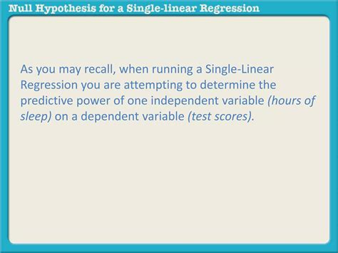 Null Hypothesis For Single Linear Regression Ppt