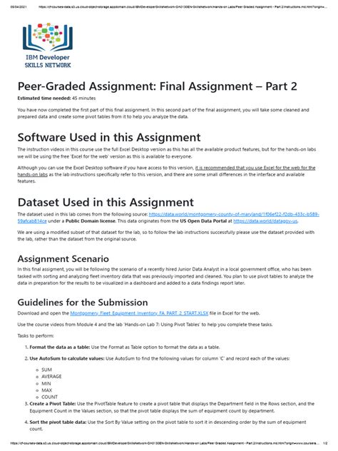 Peer Graded Assignment Final Assignment Part 2 Pdf Information