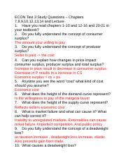 ECON Test 3 Study Questions Docx ECON Test 3 Study Questions Chapters 7 8 9 10 12 13 14 And