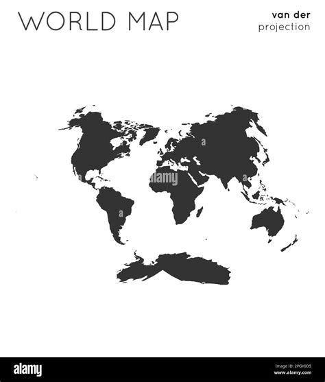 World Map Globe In Van Der Grinten Iv Projection Plain Style Modern Vector Illustration Stock