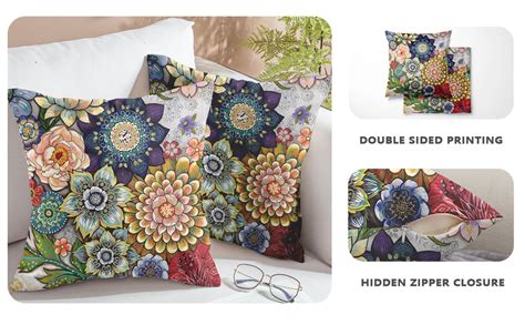 Asuexpect Boho Floral Throw Pillow Covers Set Of 2 Colorful