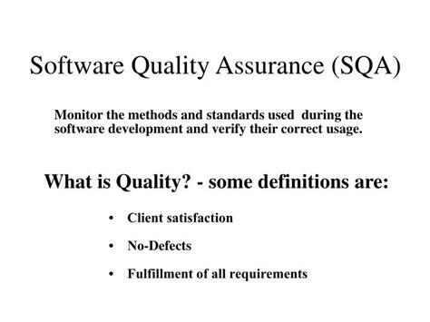 Ppt Software Quality Assurance Sqa Powerpoint Presentation Free