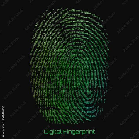 Vector Abstract Binary Representation Of Fingerprint Cyber Thumbprint