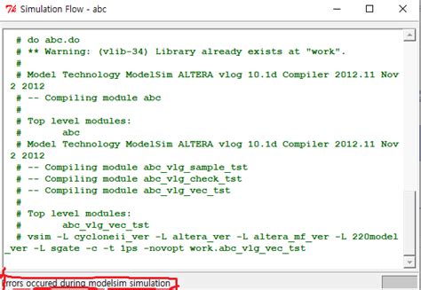 Errors Occured During Modelsim Simulation Intel Community