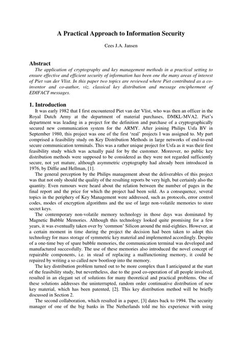 Pdf A Practical Approach To Information Security