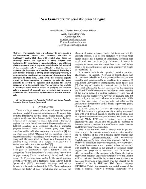 Pdf New Framework For Semantic Search Engine