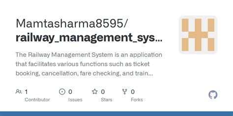 Github Mamtasharma Railway Management System The Railway Management System Is An