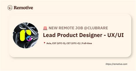 Hiring Lead Product Designer Uxui Clubrare