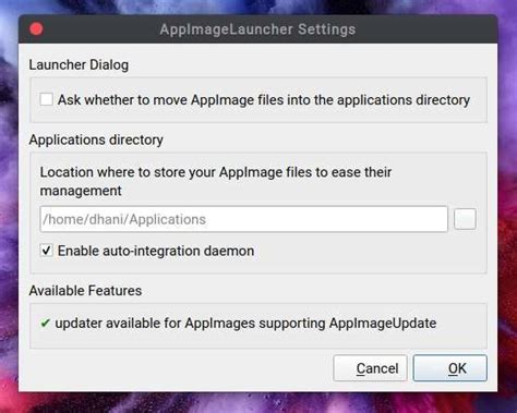 Appimage Launcher Settings Manjaro Dot Site