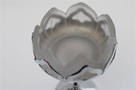 Mcm Vintage Farber Bros Krome Kraft Deco Chrome Stand W Frosted Glass
