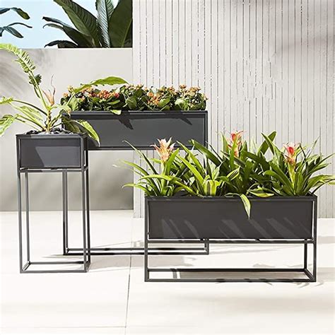 Plant Stand Raised Rectangular Planter Box Elevated Flower Pot Stand