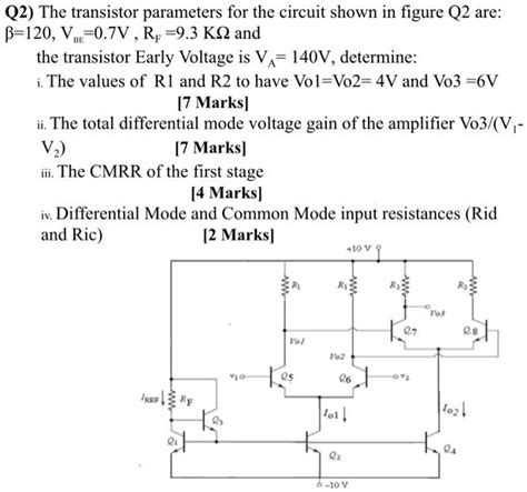 SOLVED The transistor parameters for the circuit shown in figure Q2 are Î² 120 VBE 0 7V RB 9