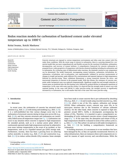 Pdf Redox Reaction Models For Carbonation Of Hardened Cement Under