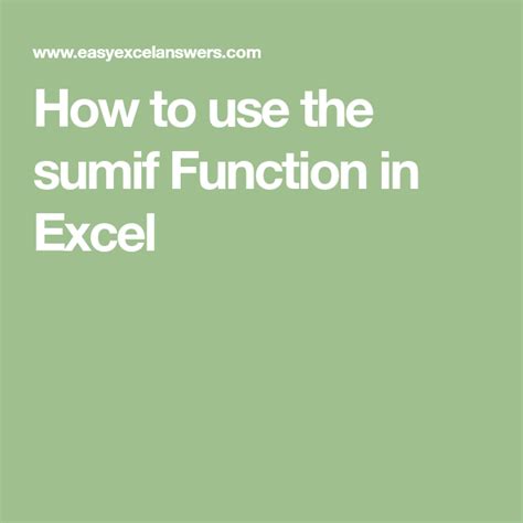How To Use The Sumif Function In Excel Mbaaccounting