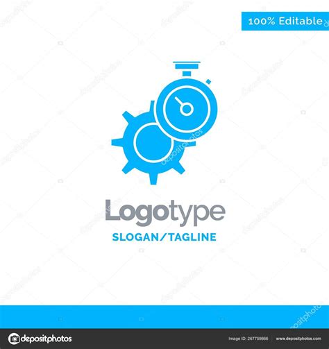 Timer Time Gear Setting Watch Blue Solid Logo Template Plac Stock Vector Image By ©flatart