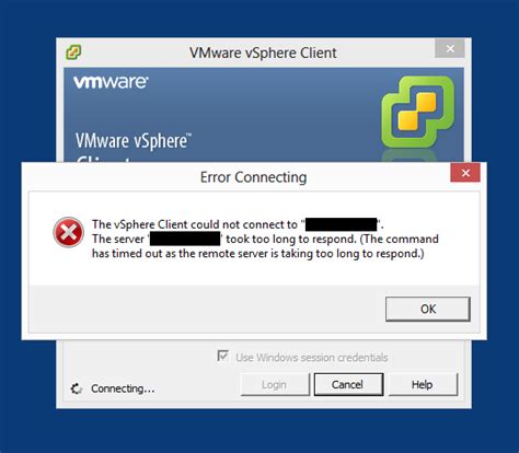 vsphere 5 1 u1 client the command has timed out as the remote server