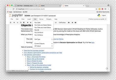 Work Using Docplex In A Jupyter Notebook Gobbledy Goon
