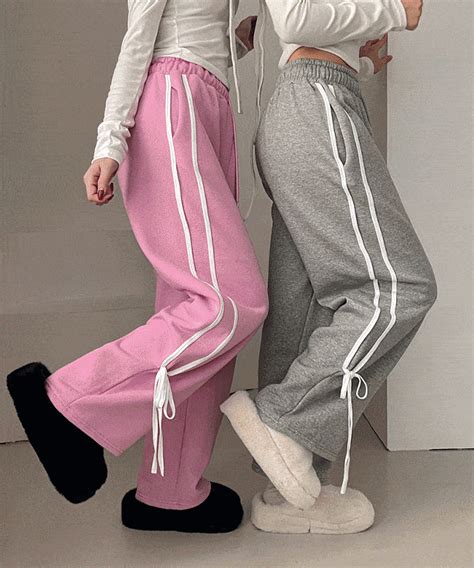 [기모 리본포인트🎀] 러블리힙 패퍼 트랙 리본 라인 트레이닝 밴딩 기모 팬츠 에이블리