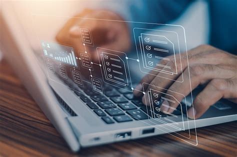 Premium Photo Document Management Concept Businessman Using Computer To Document Management