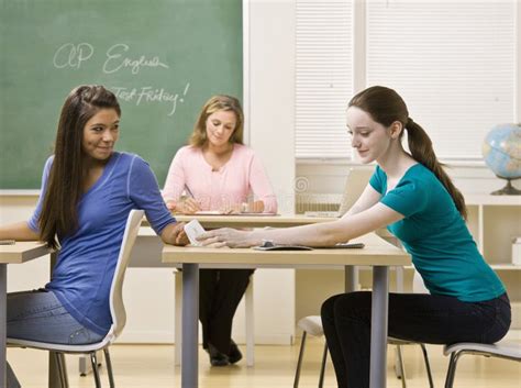 Students Passing Notes In Class Stock Image Image Of Horizontal