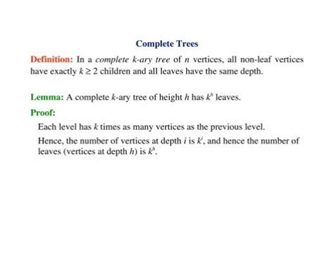 Complete Trees Definition In A Complete K Ary Tree Of N Vertices All