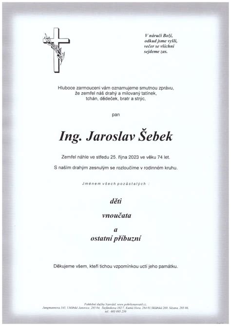 Ing Jaroslav Šebek Pohřby Navrátil
