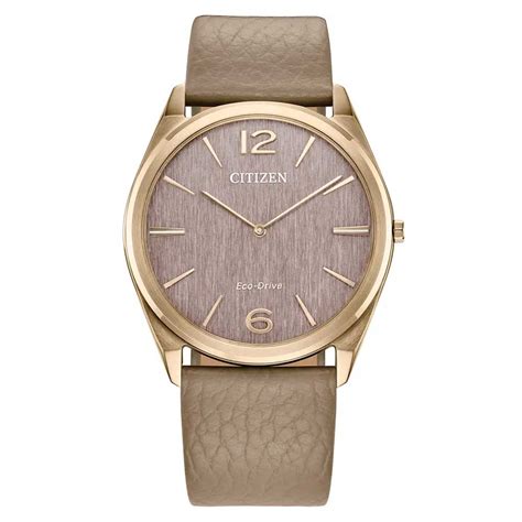 Citizen Stiletto Taupe Dial Beige Leather Strap Watch Rose Gold