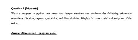 Solved A Question 1 20 Points Write A Program In Python