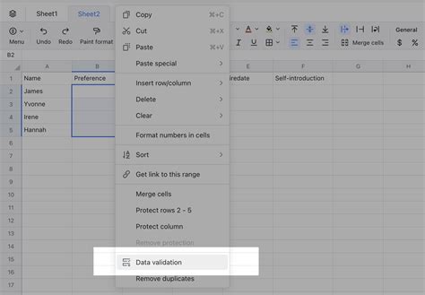 Use Data Validation In Sheets Use Data Validation In Sheets