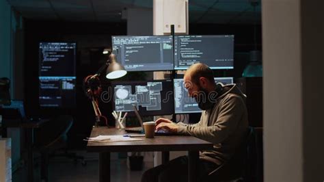 Coder Developing Program On Laptop Close Up Real Code On Computer