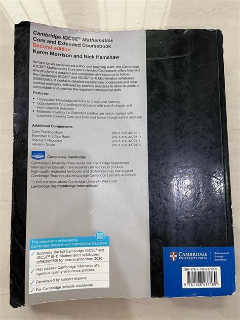 Cambridge Igcse Mathematics Core And Extended Coursebook Second Edition Buku And Alat Tulis Buku