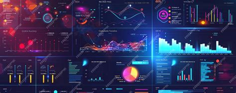 Abstract Data Visualization With Colorful Graphs And Charts On A Dark Background Premium Ai