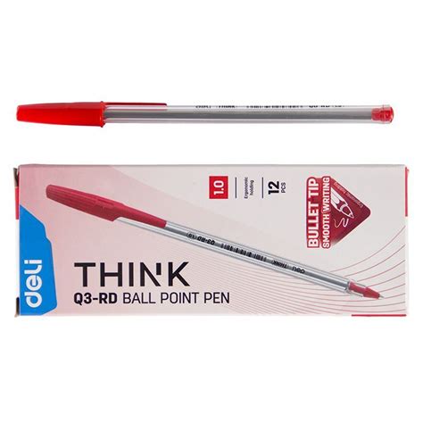 Pen Ballpoint Red Tip 1 0mm 12pc Deli