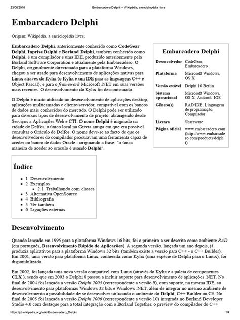 2 Embarcadero Delphi Wikipédia A Enciclopédia Livre Pdf Programação De Computadores