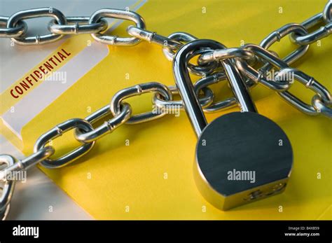 Confidential File Locked With Chain Stock Photo Alamy