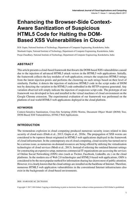 Pdf Enhancing The Browser Side Context Aware Sanitization Of Suspicious Html5 Code For Halting