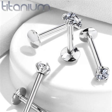 Implant Grade Titanium Internally Threaded Prong Circle White Cz Labre