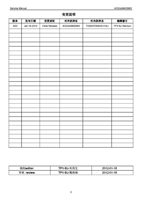 AOC E2460SWG LCD MONITOR SERVICE MANUAL Service Manual Download Schematics Eeprom Repair Info