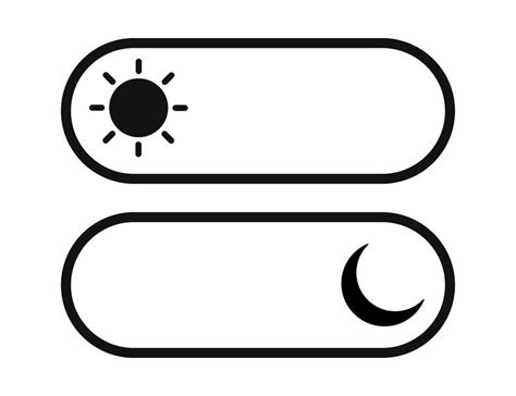 밝은 모드 및 어두운 모드 버튼 벡터 아이콘 세트 모바일 앱 Ui 디자인 또는 웹 사이트의 요소 밝은 모드 및 어두운 모드 벡터