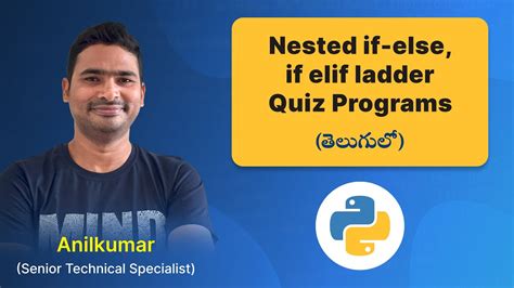 P65 Test Your Python Skills Nested If Else And If Elif Ladder Quizzes తెలుగు Youtube