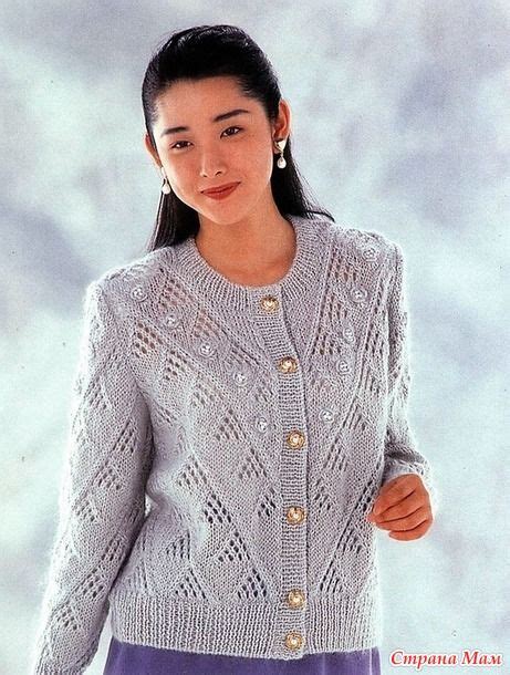 Жакет с ажурным узором по диагонали Спицы ВЯЗАНАЯ МОДА ДЛЯ НЕМОДЕЛЬНЫХ… Ladies Cardigan