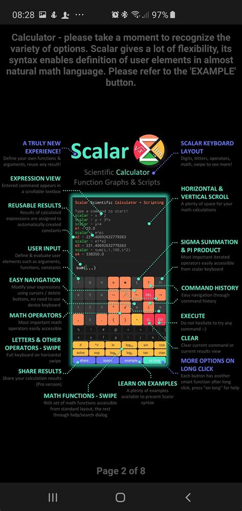 Scalar Calculator Ui Help Screen Maps 🥇 Scalar Scientific Calculator App Charts And Scripts