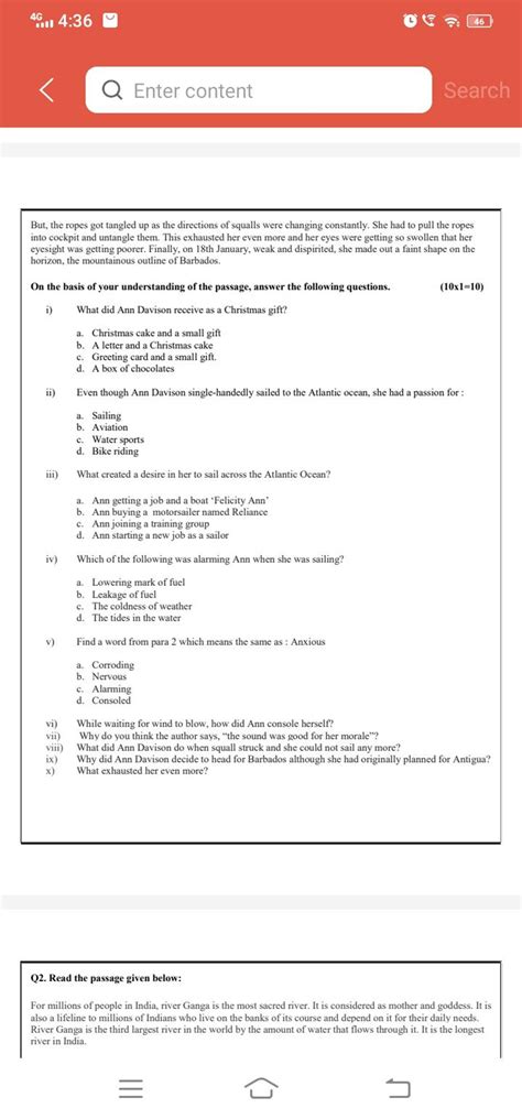 Enter Content Search Q2 Read The Passage Given Below For Millions Of Pe