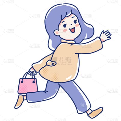 手绘 韩系可爱少女人物贴纸 购物